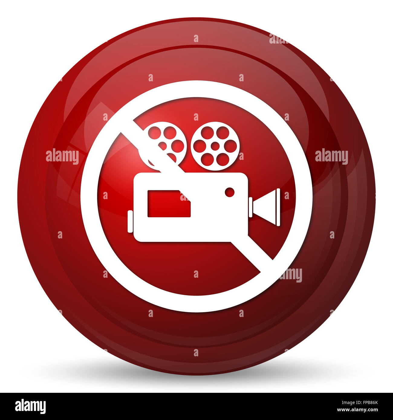 Forbidden video camera icon. Internet button on white background Stock ...