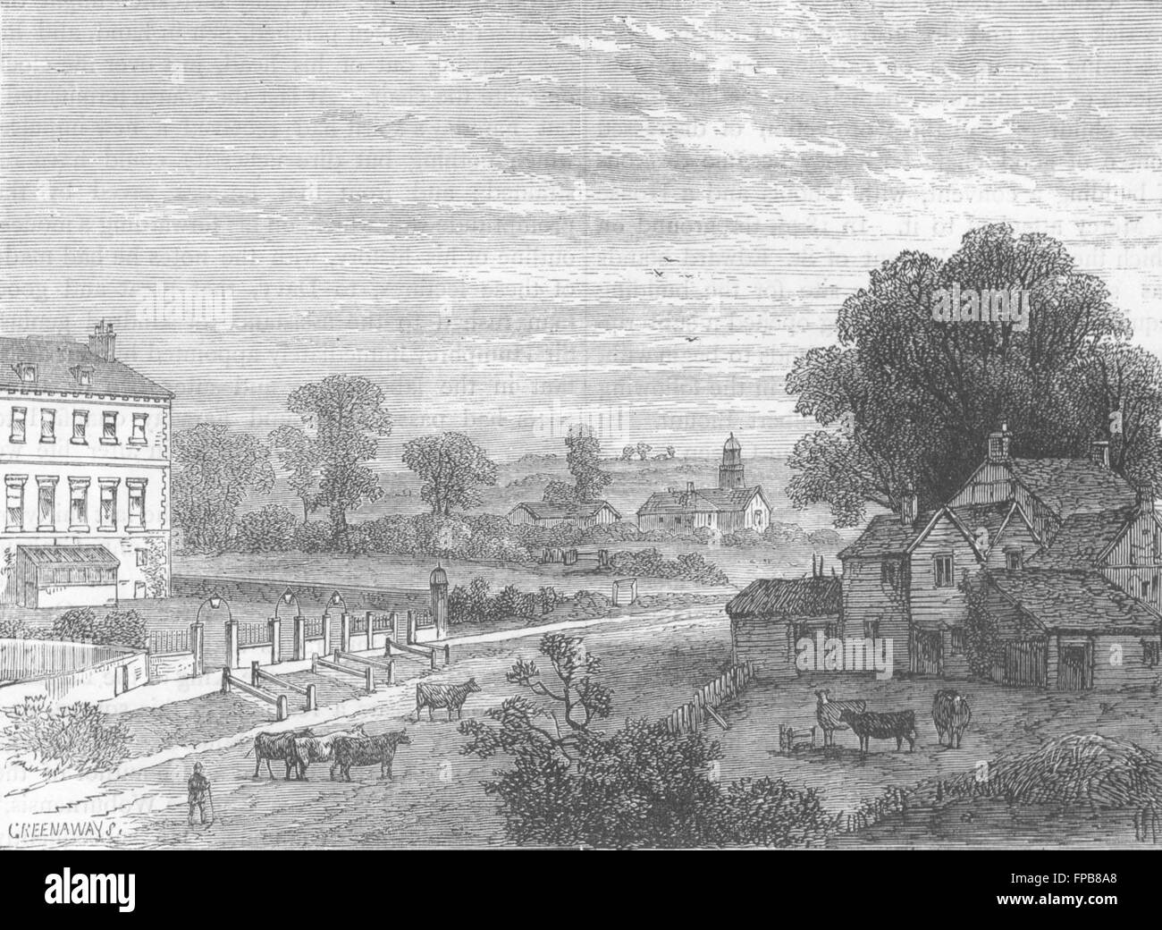LONDON: Marylebone: Lisson Green, 18th Century, antique print 1880 ...