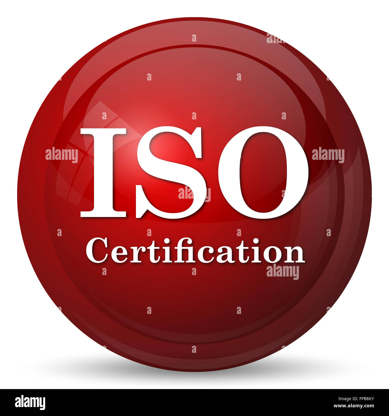 ISO certification icon. Internet button on white background Stock Photo ...