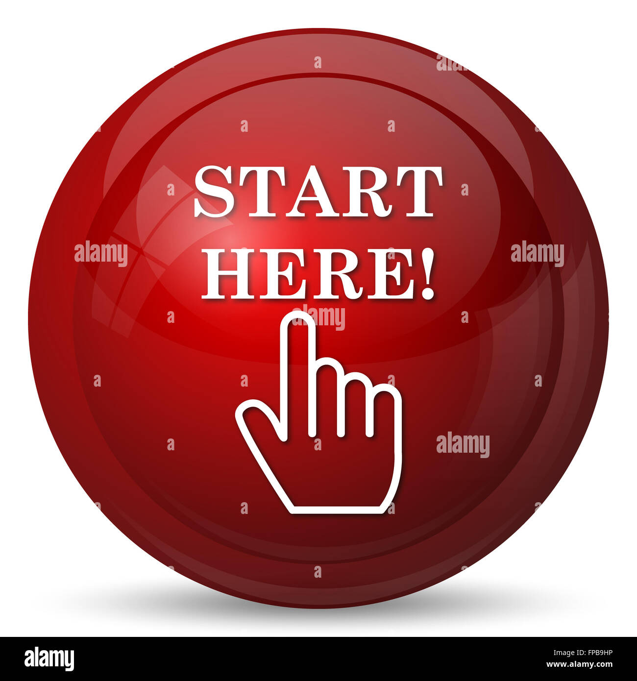 Start here icon. Internet button on white background Stock Photo - Alamy
