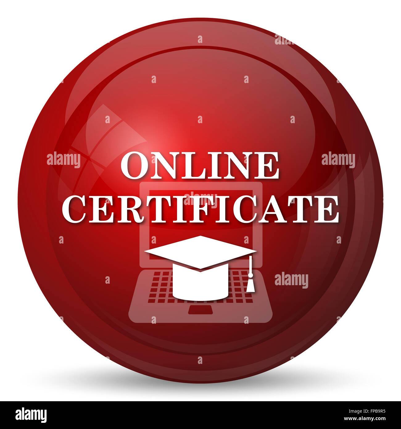 Online certificate icon. Internet button on white background Stock ...