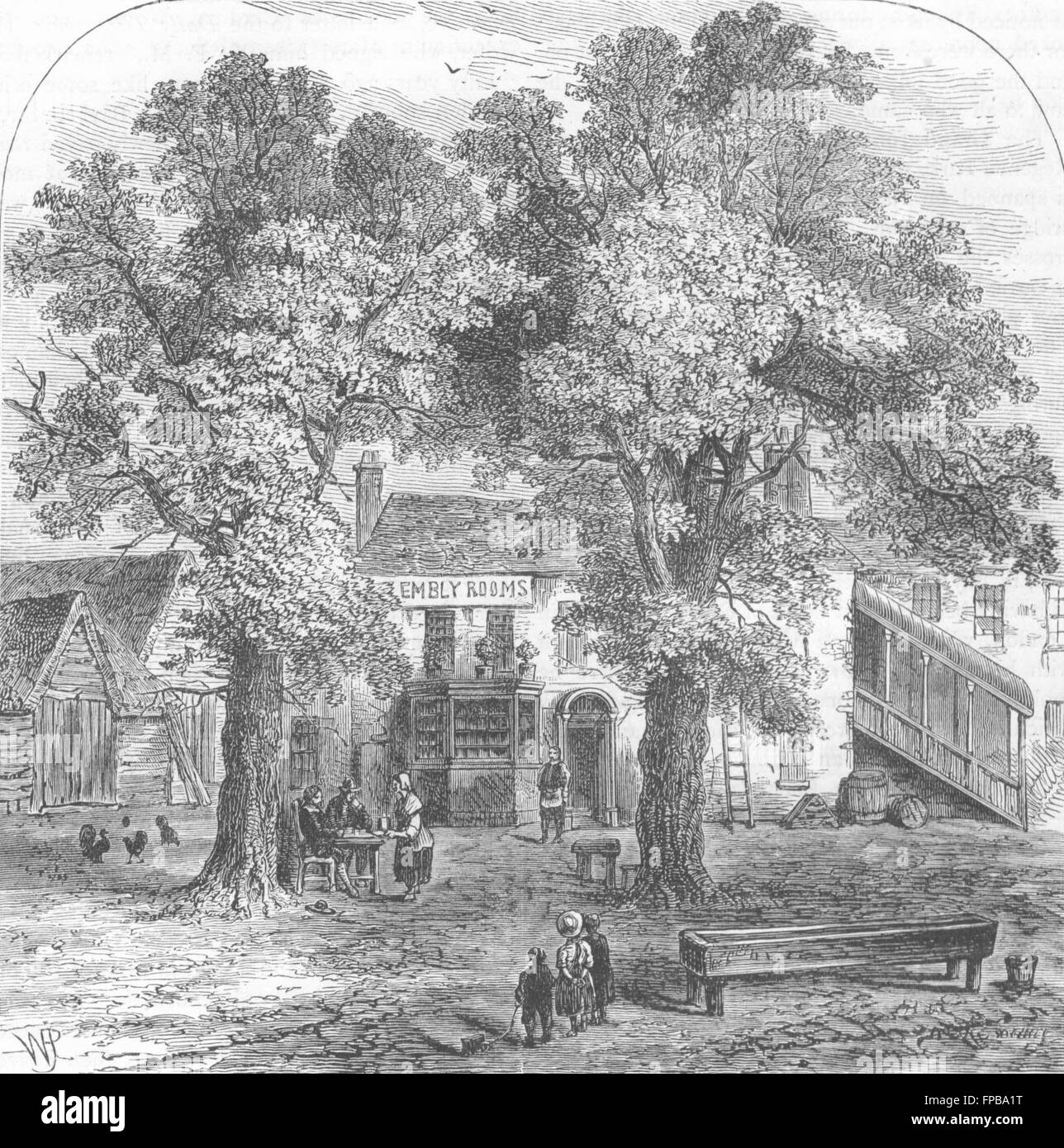 LONDON: Assembly rooms, Kentish Town, 1750, antique print 1880 Stock ...