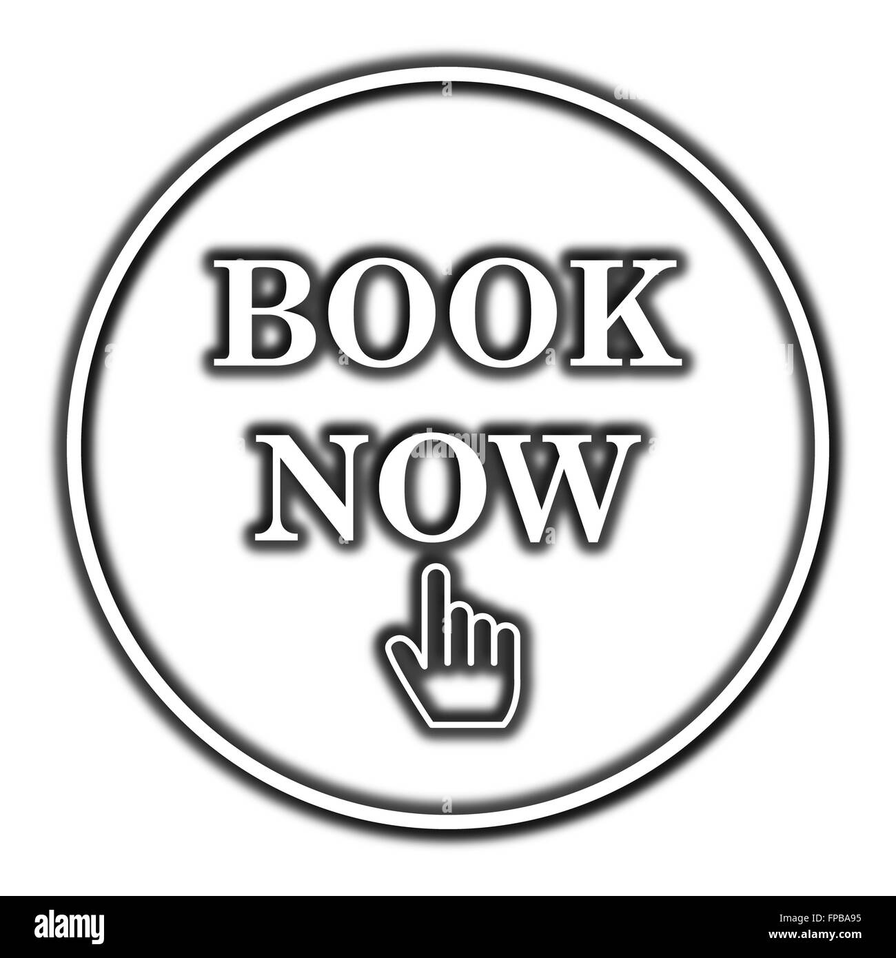 Book now icon. Internet button on white background Stock Photo - Alamy