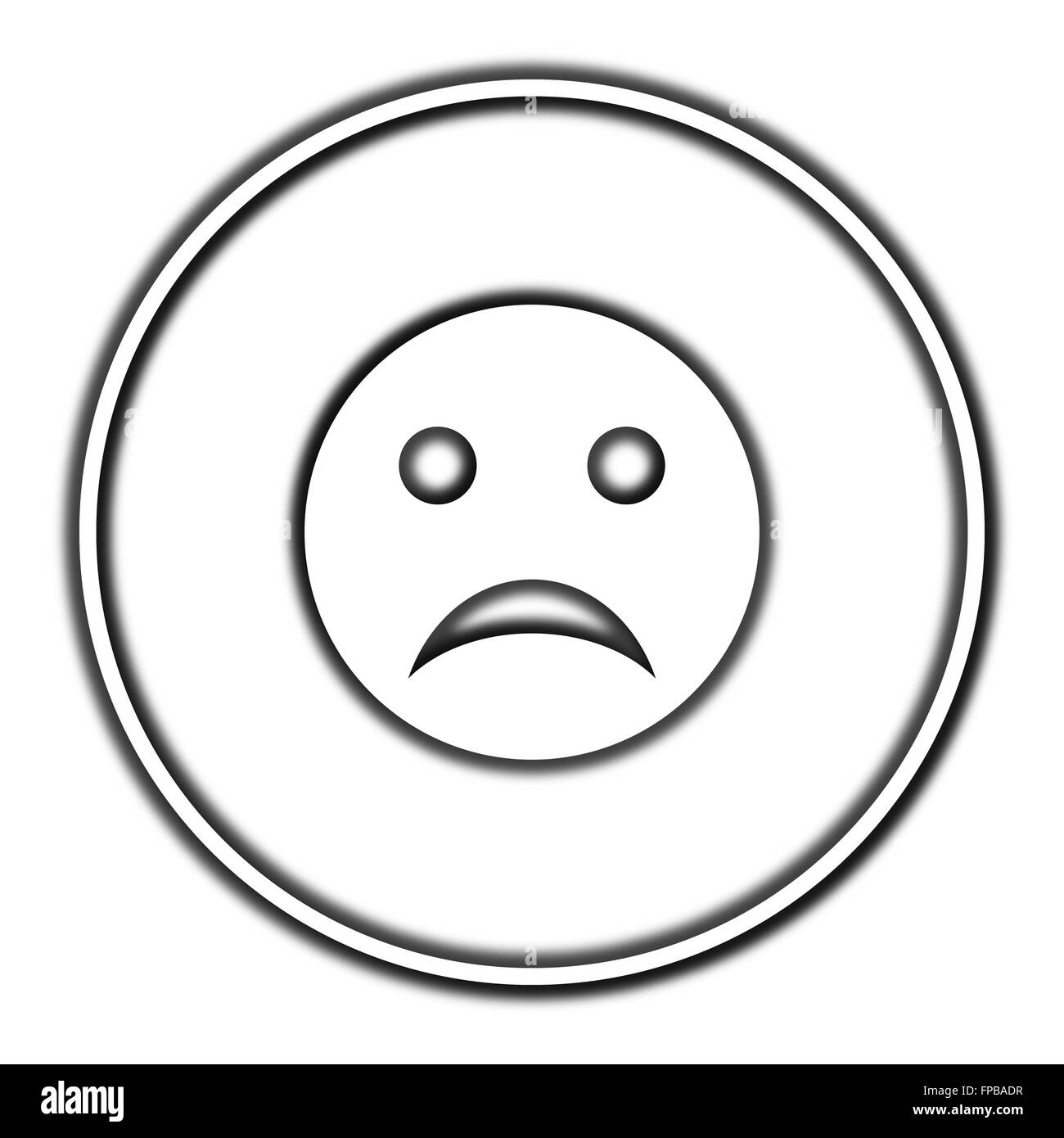 Sad smiley icon. Internet button on white background Stock Photo - Alamy