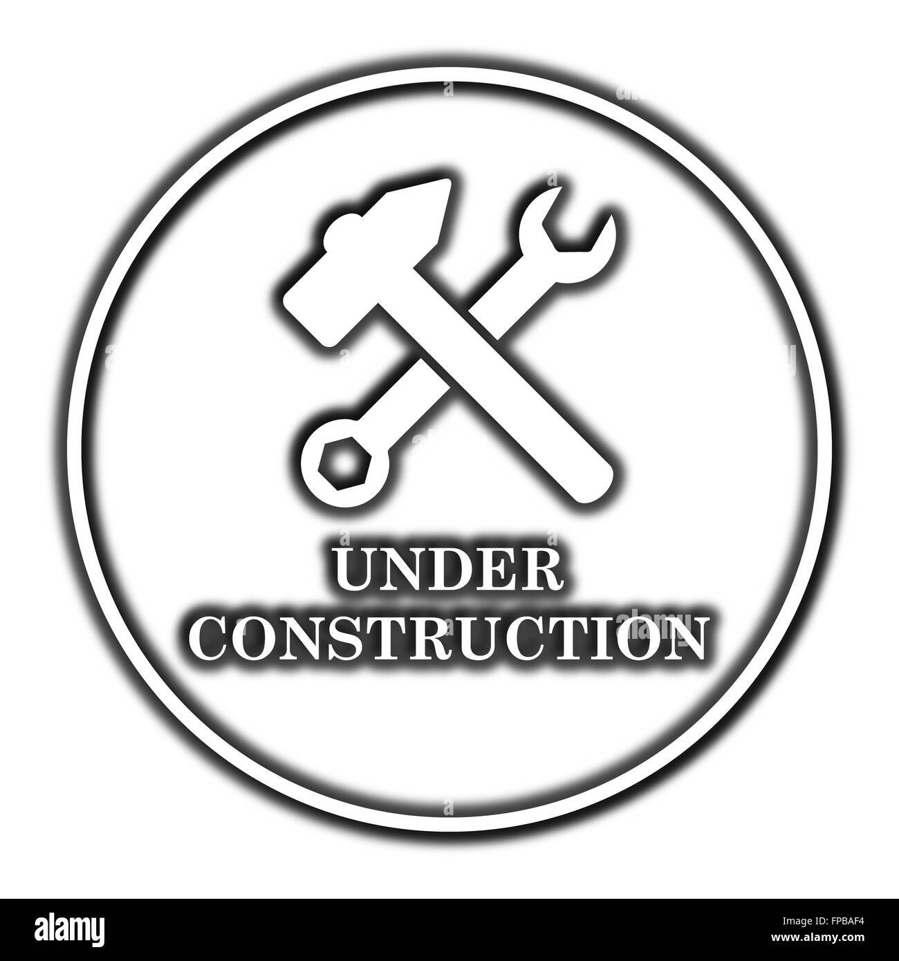 Under construction icon. Internet button on white background Stock ...