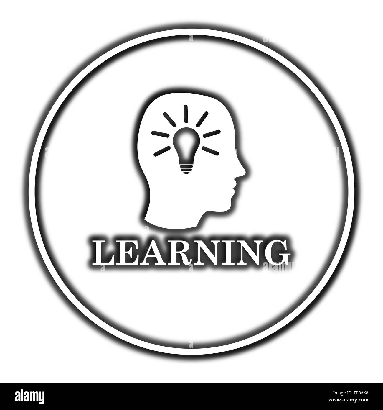 Learning icon. Internet button on white background Stock Photo - Alamy