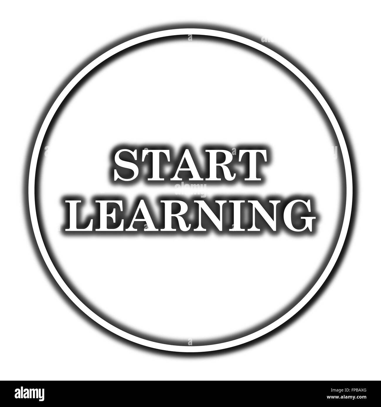 Start learn icon. Internet button on white background Stock Photo - Alamy