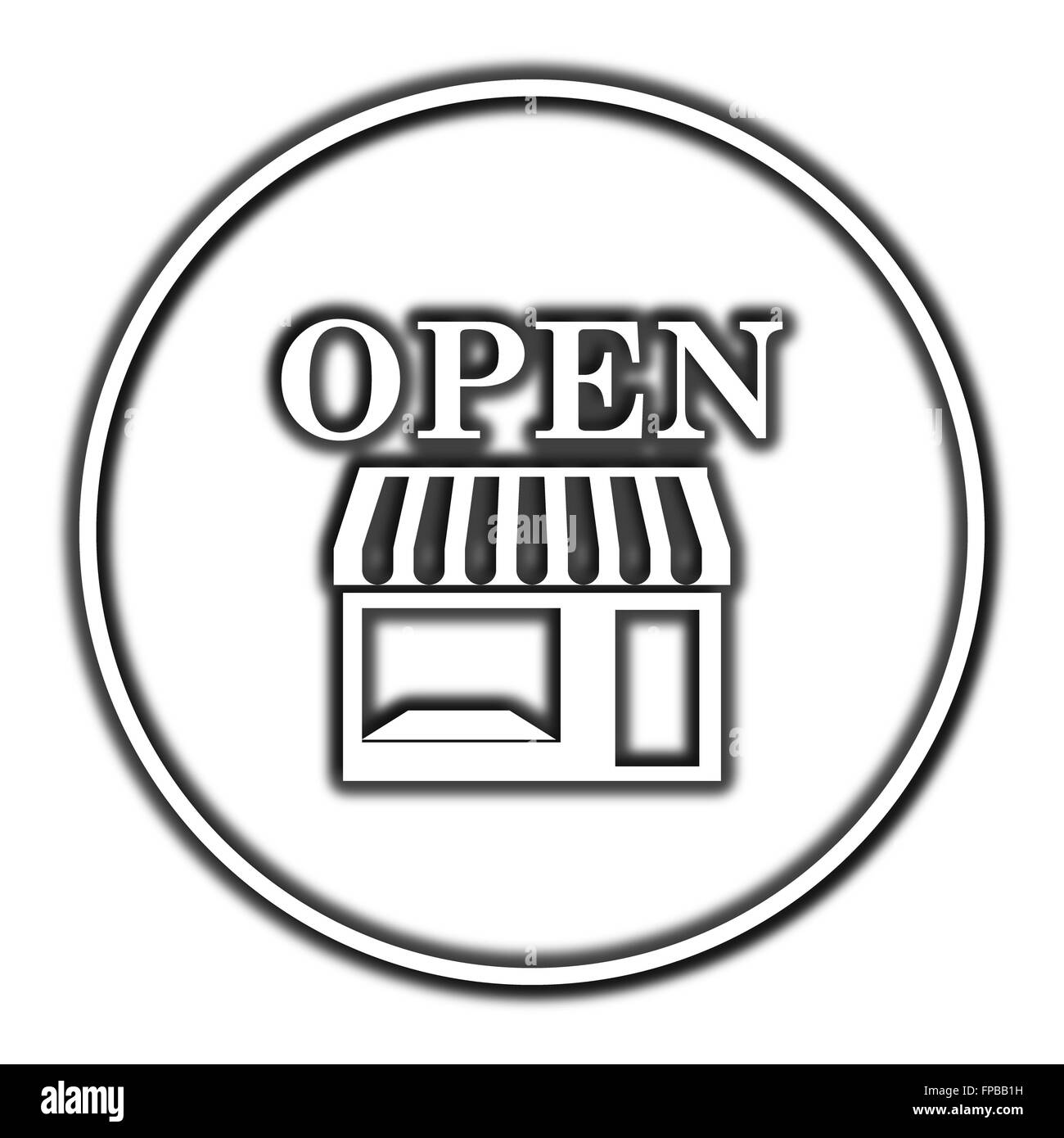 Open store icon. Internet button on white background Stock Photo - Alamy