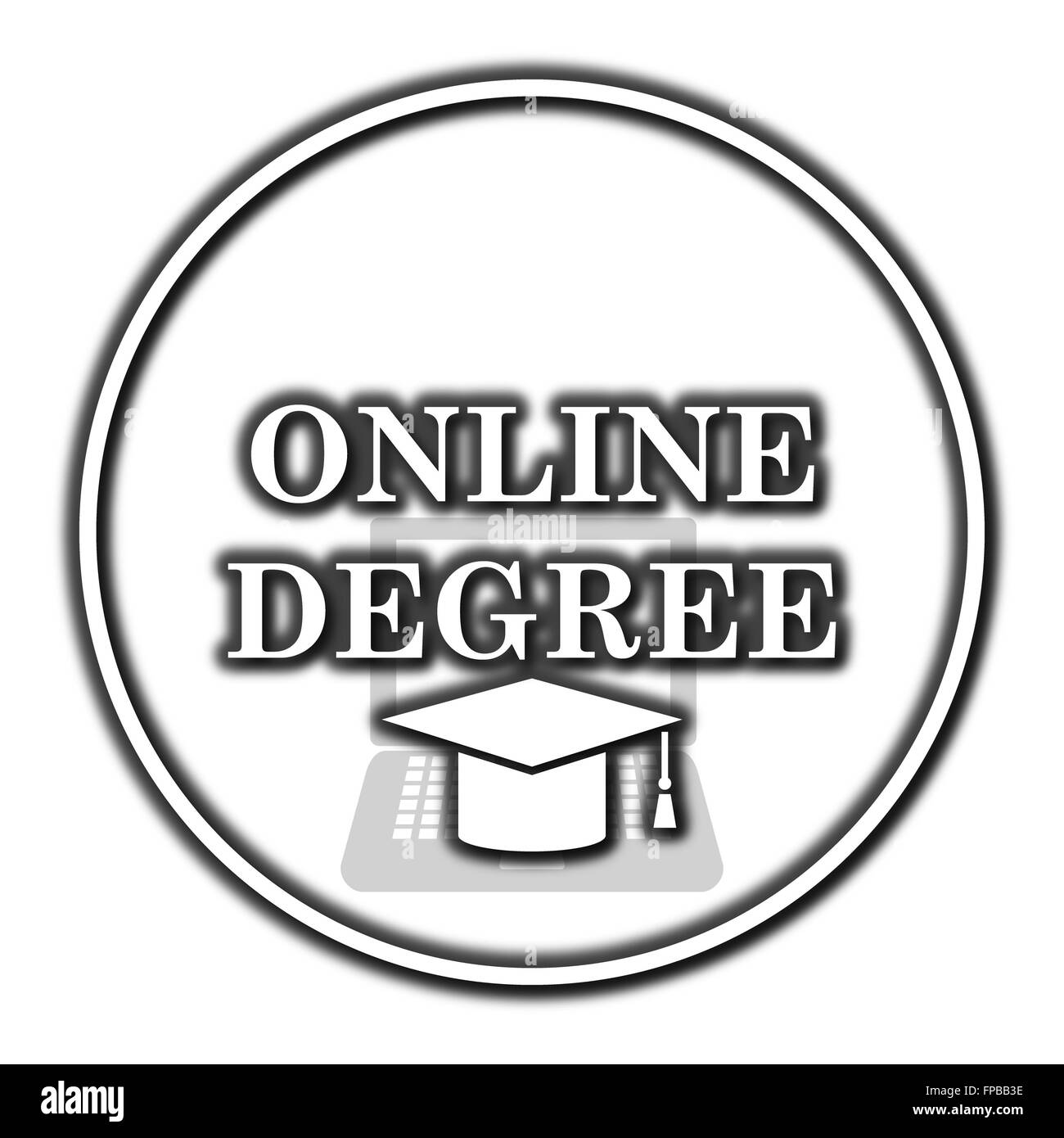 Online degree icon. Internet button on white background Stock Photo - Alamy