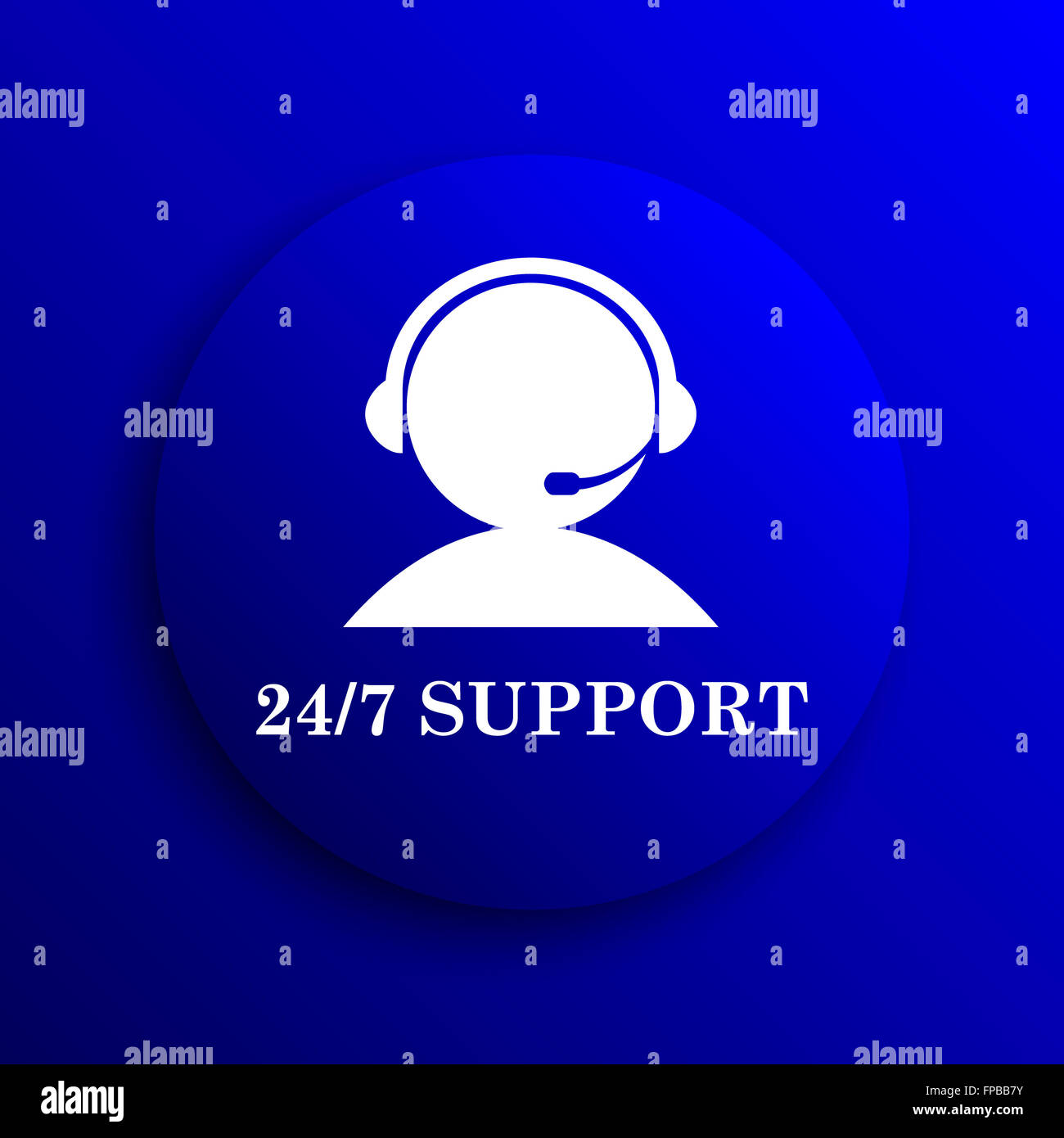 24-7 Support icon. Internet button on blue background Stock Photo - Alamy