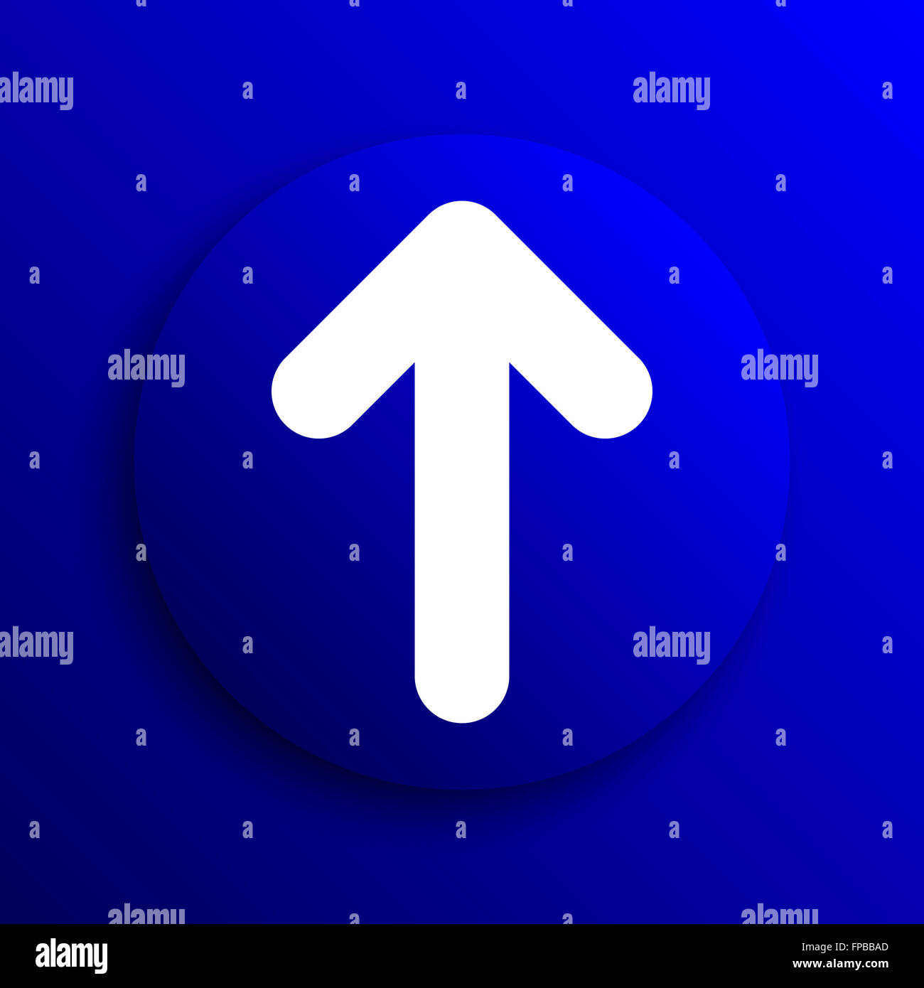 Up arrow icon. Internet button on blue background Stock Photo - Alamy