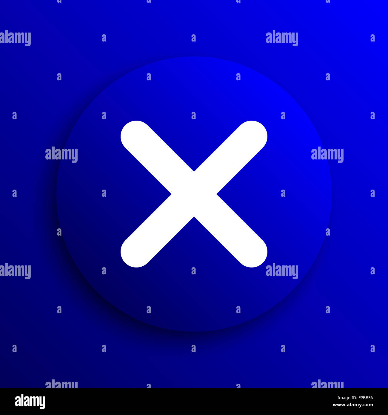 X close icon. Internet button on blue background Stock Photo - Alamy