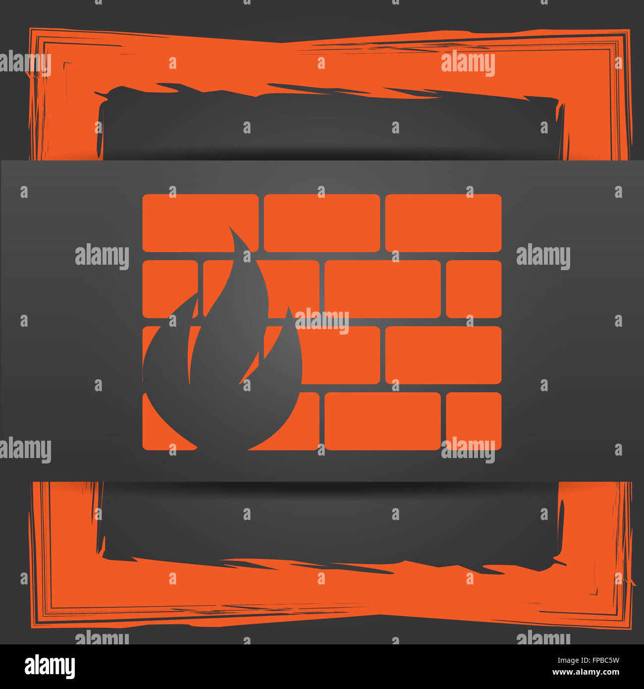 Firewall icon. Internet button on grey background Stock Photo - Alamy