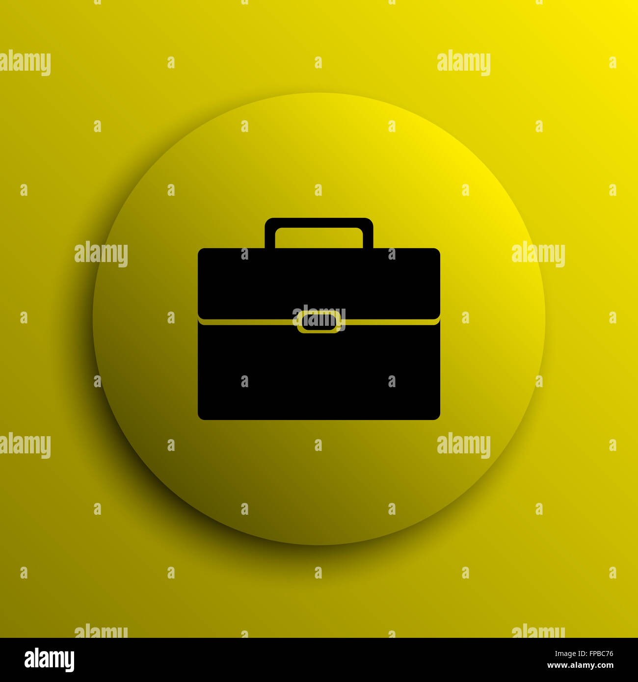 Briefcase icon. Yellow internet button Stock Photo - Alamy