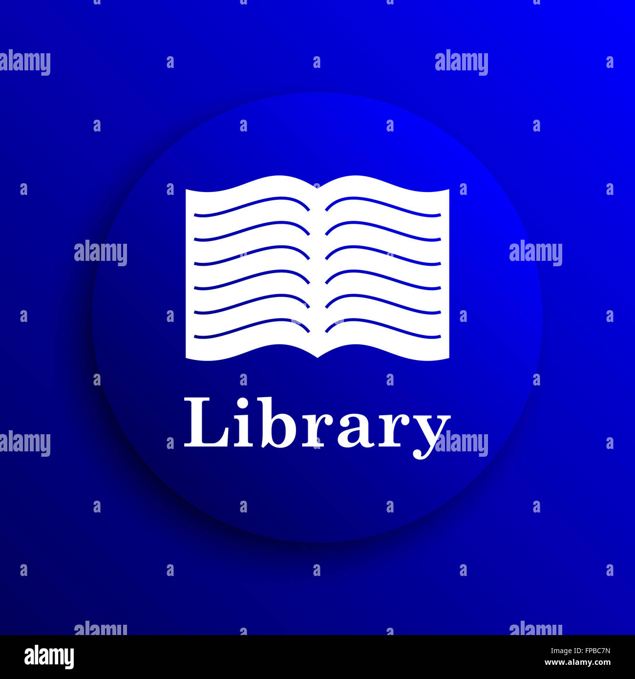Library icon. Internet button on blue background Stock Photo - Alamy