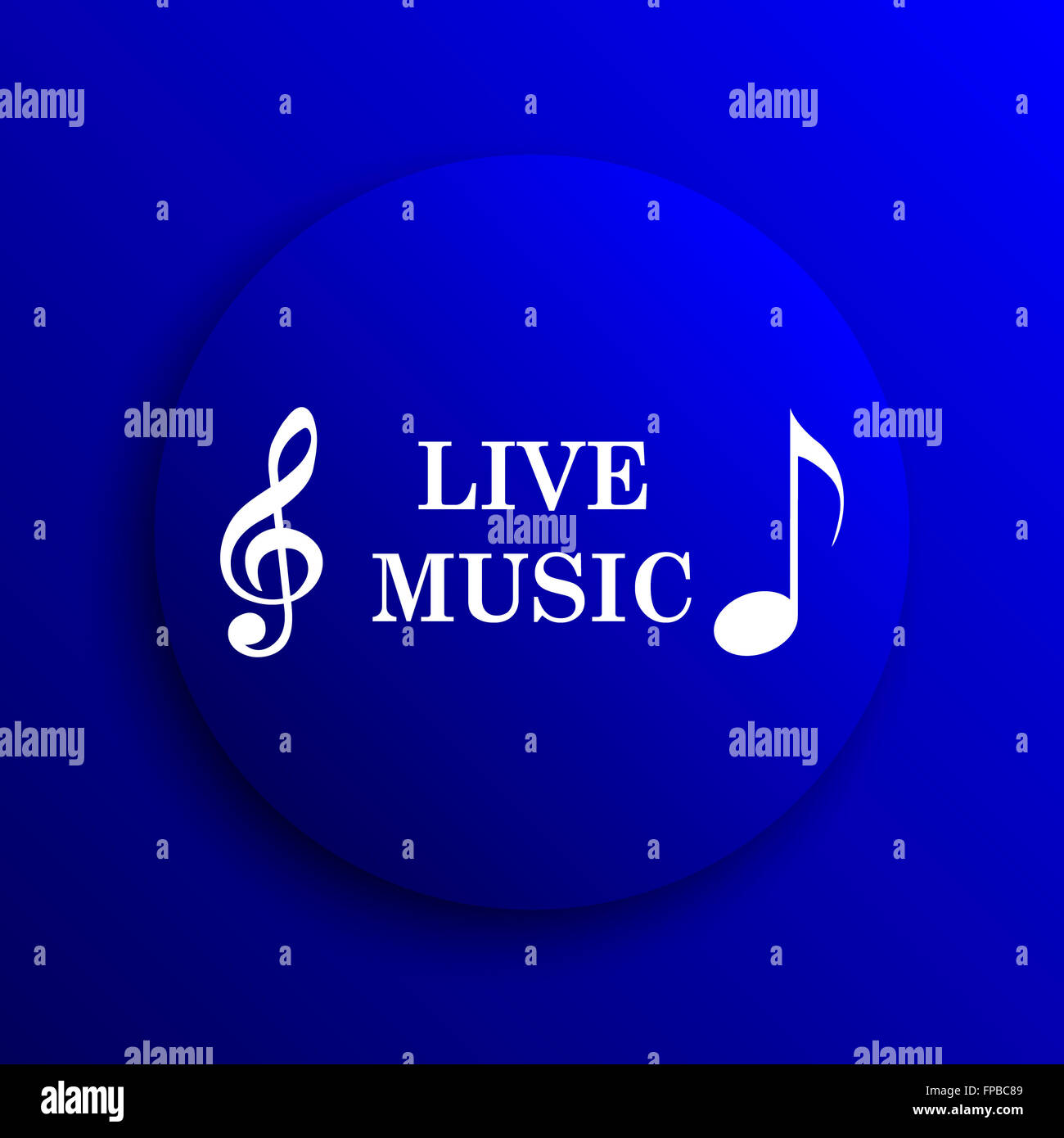 Live music icon. Internet button on blue background Stock Photo - Alamy