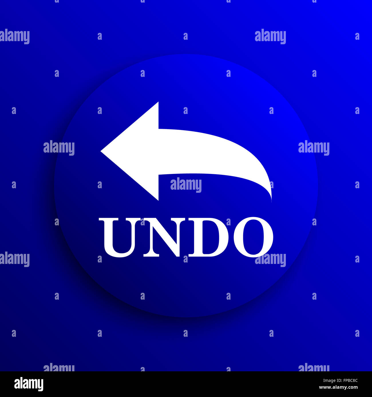 Undo icon. Internet button on blue background Stock Photo - Alamy