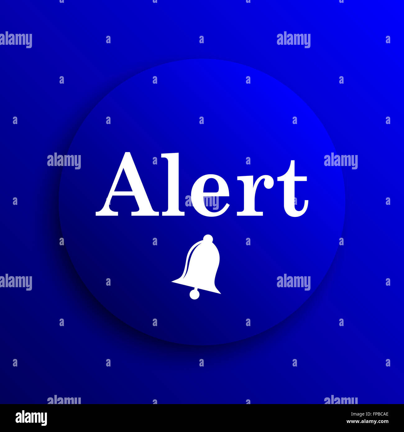Alert icon. Internet button on blue background Stock Photo - Alamy