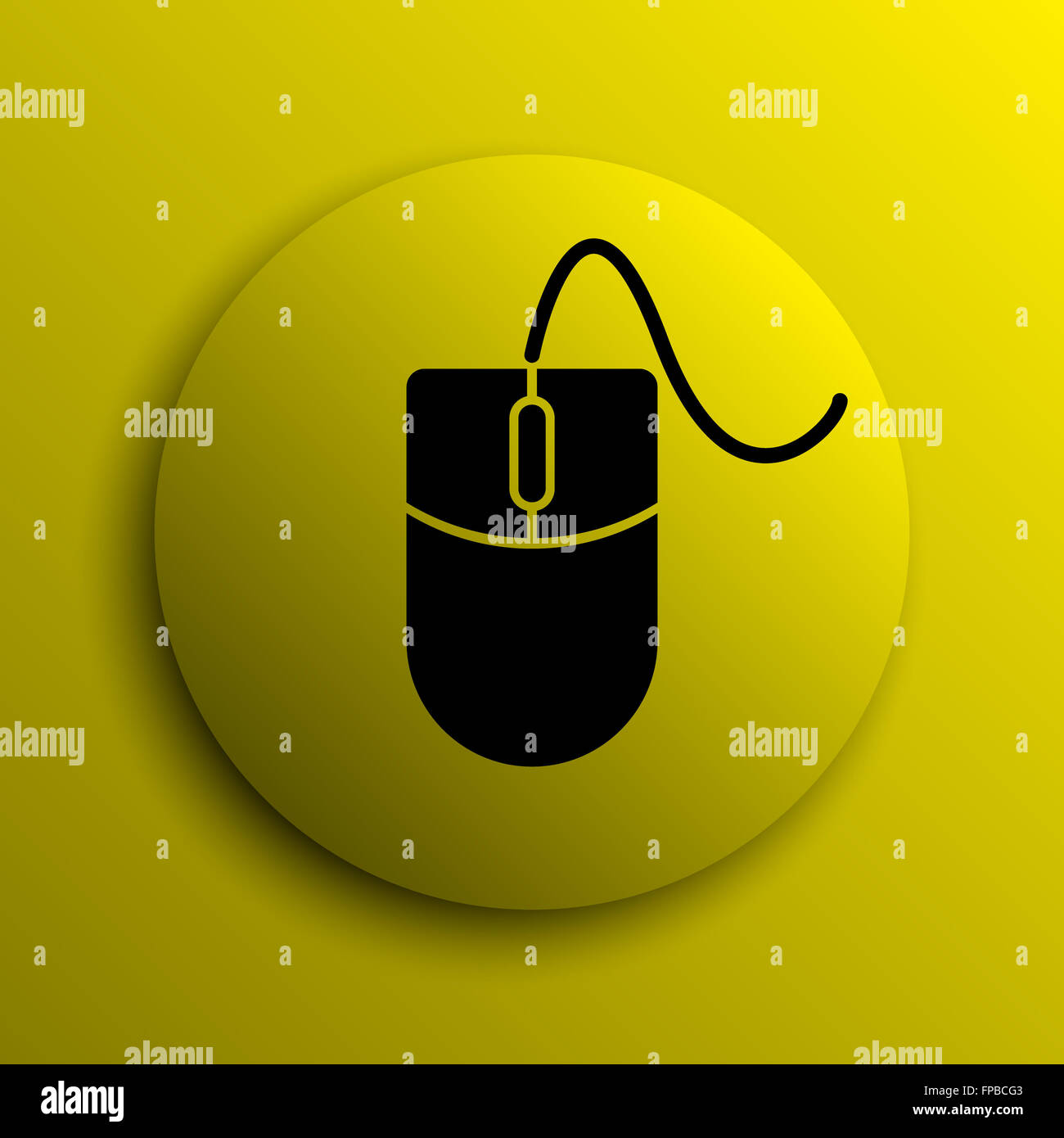 Mouse icon. Yellow internet button Stock Photo - Alamy