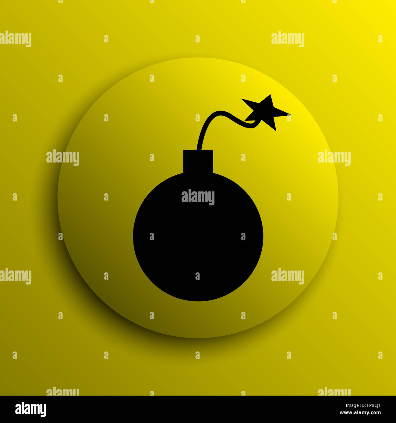 Bomb icon. Yellow internet button Stock Photo - Alamy