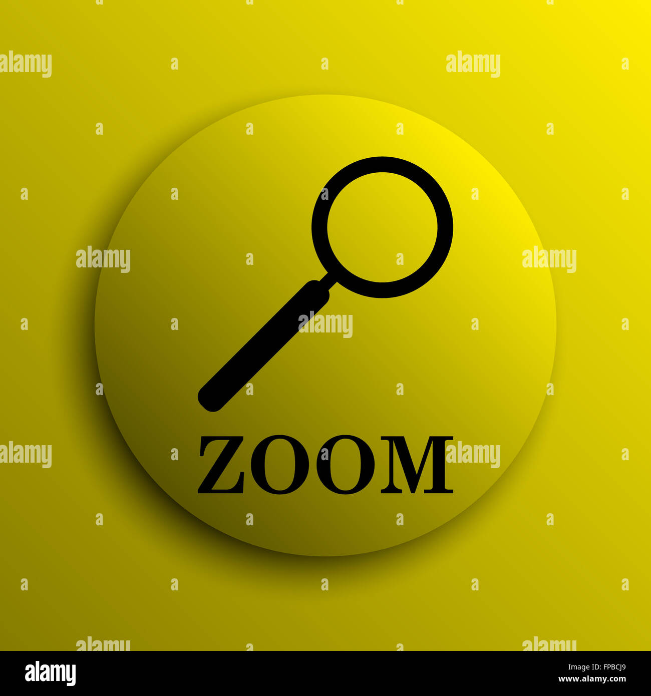 Zoom with loupe icon. Yellow internet button Stock Photo - Alamy