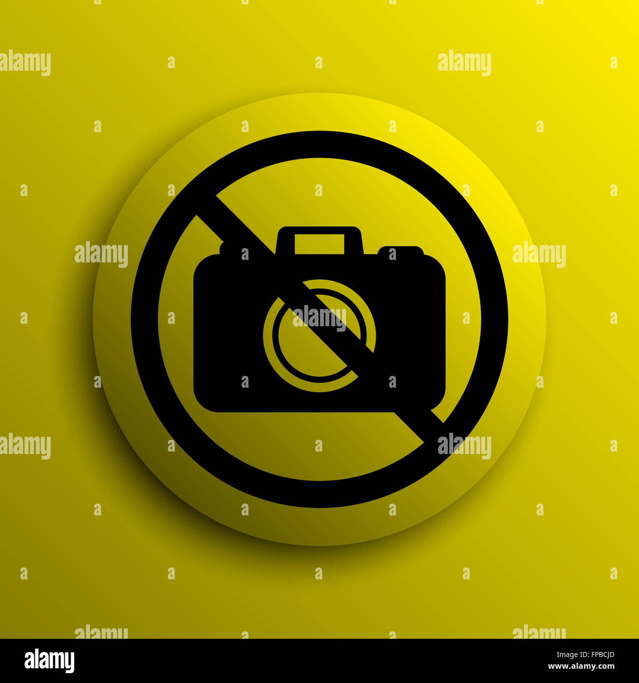 Forbidden camera icon. Yellow internet button Stock Photo - Alamy