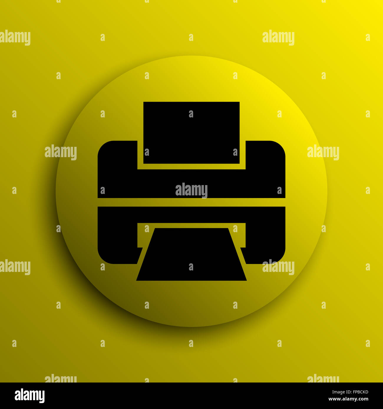Printer icon. Yellow internet button Stock Photo - Alamy
