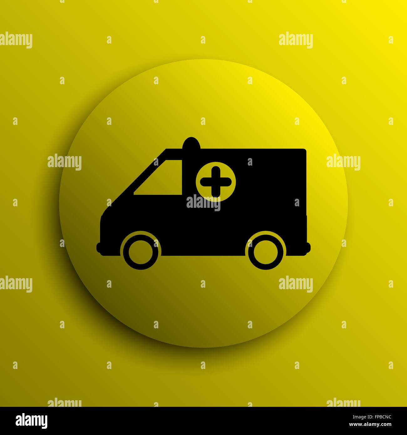 Ambulance icon. Yellow internet button Stock Photo - Alamy