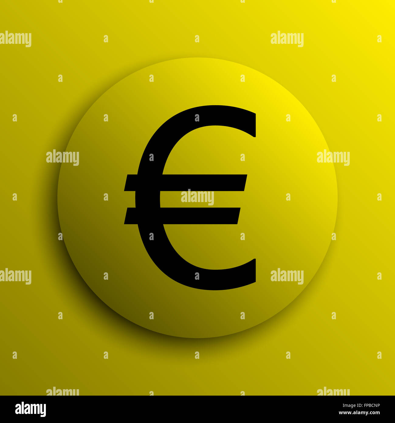 Euro icon. Yellow internet button Stock Photo - Alamy