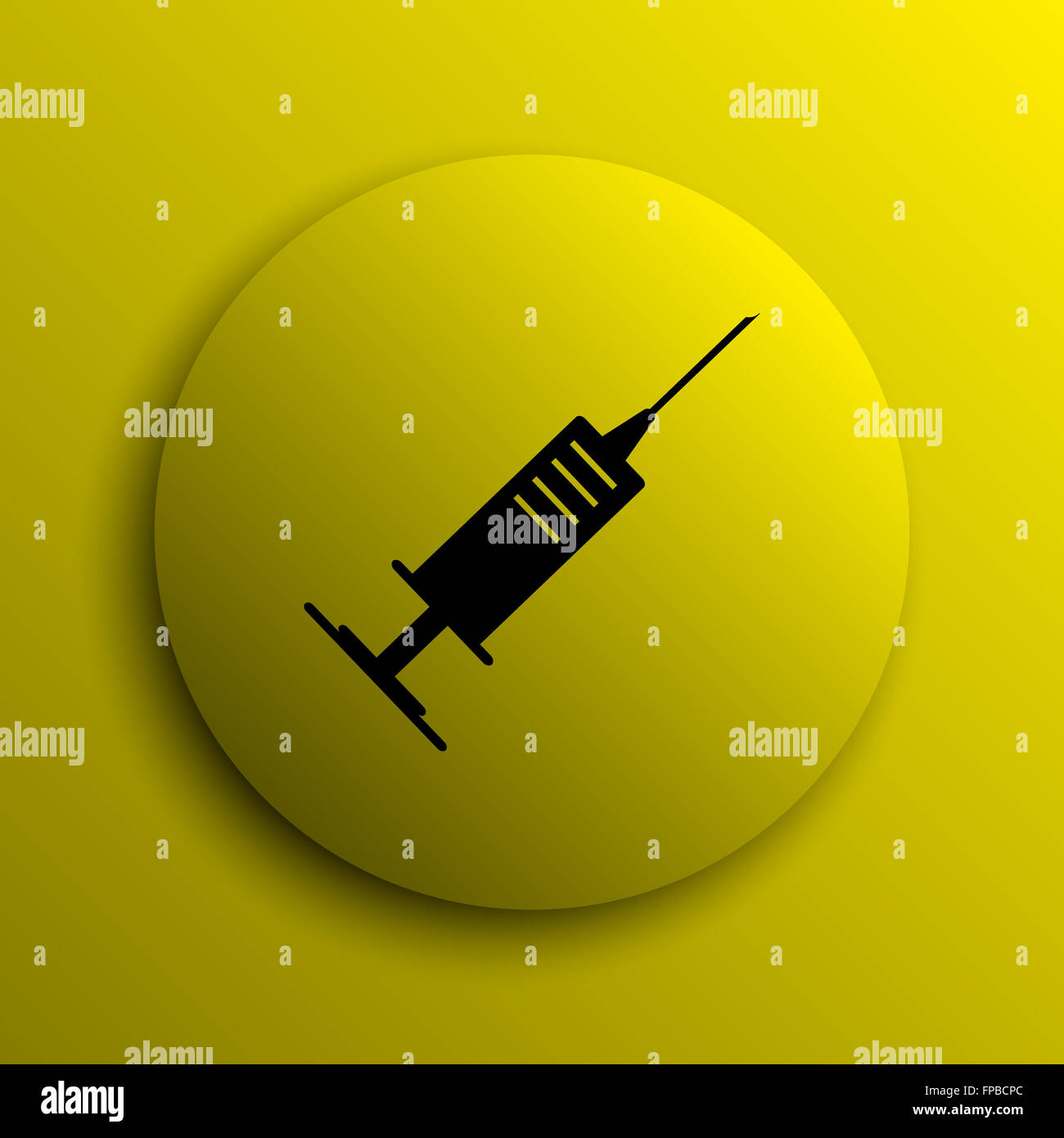 Syringe icon. Yellow internet button Stock Photo - Alamy