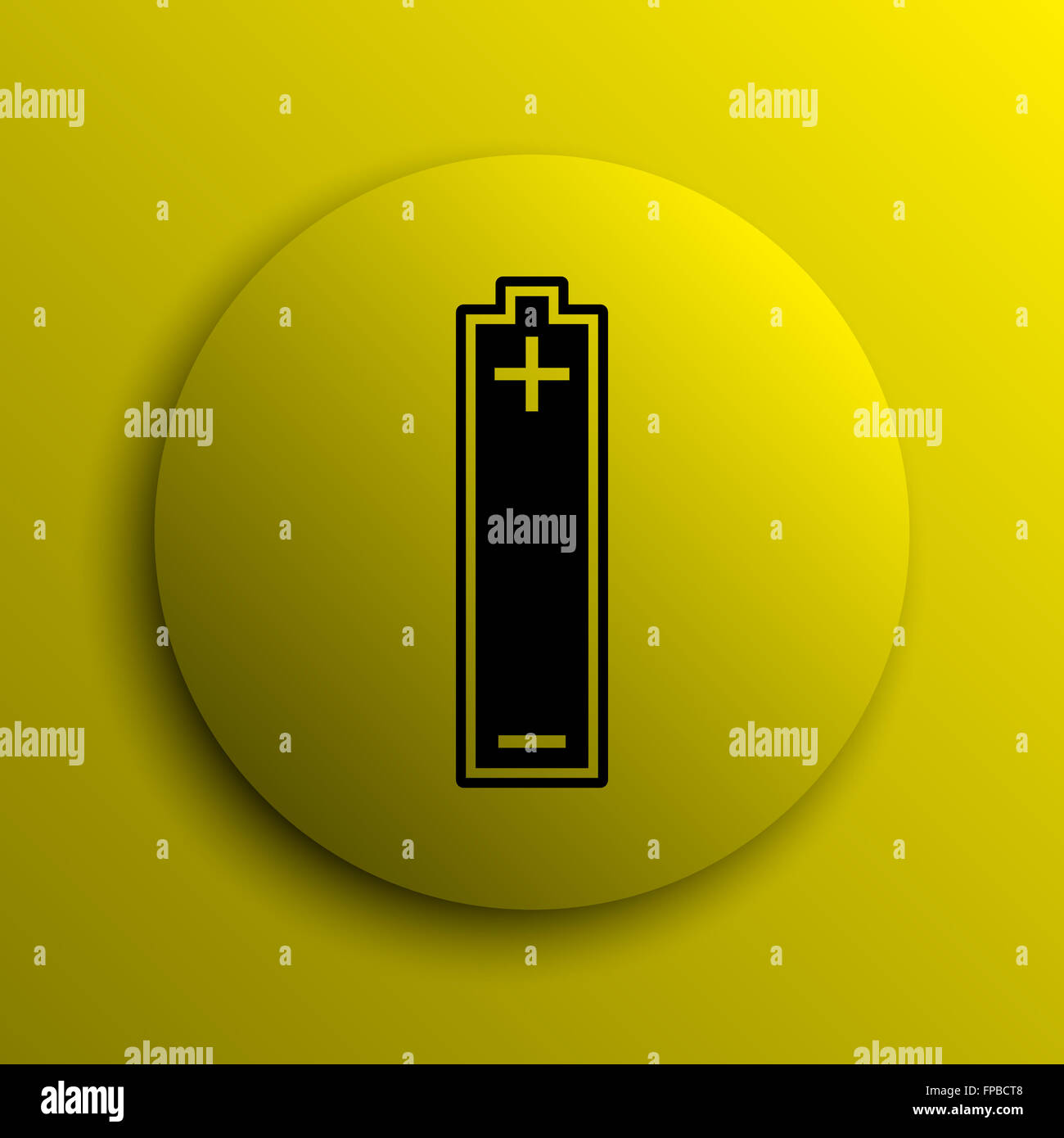 Battery icon. Yellow internet button Stock Photo - Alamy