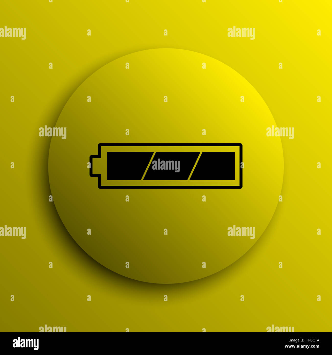 Fully charged battery icon. Yellow internet button Stock Photo - Alamy
