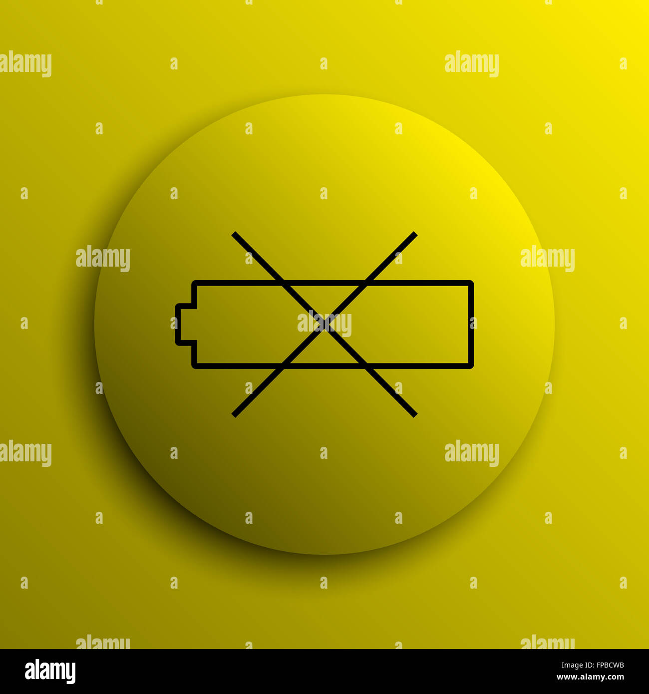Empty battery icon. Yellow internet button Stock Photo - Alamy