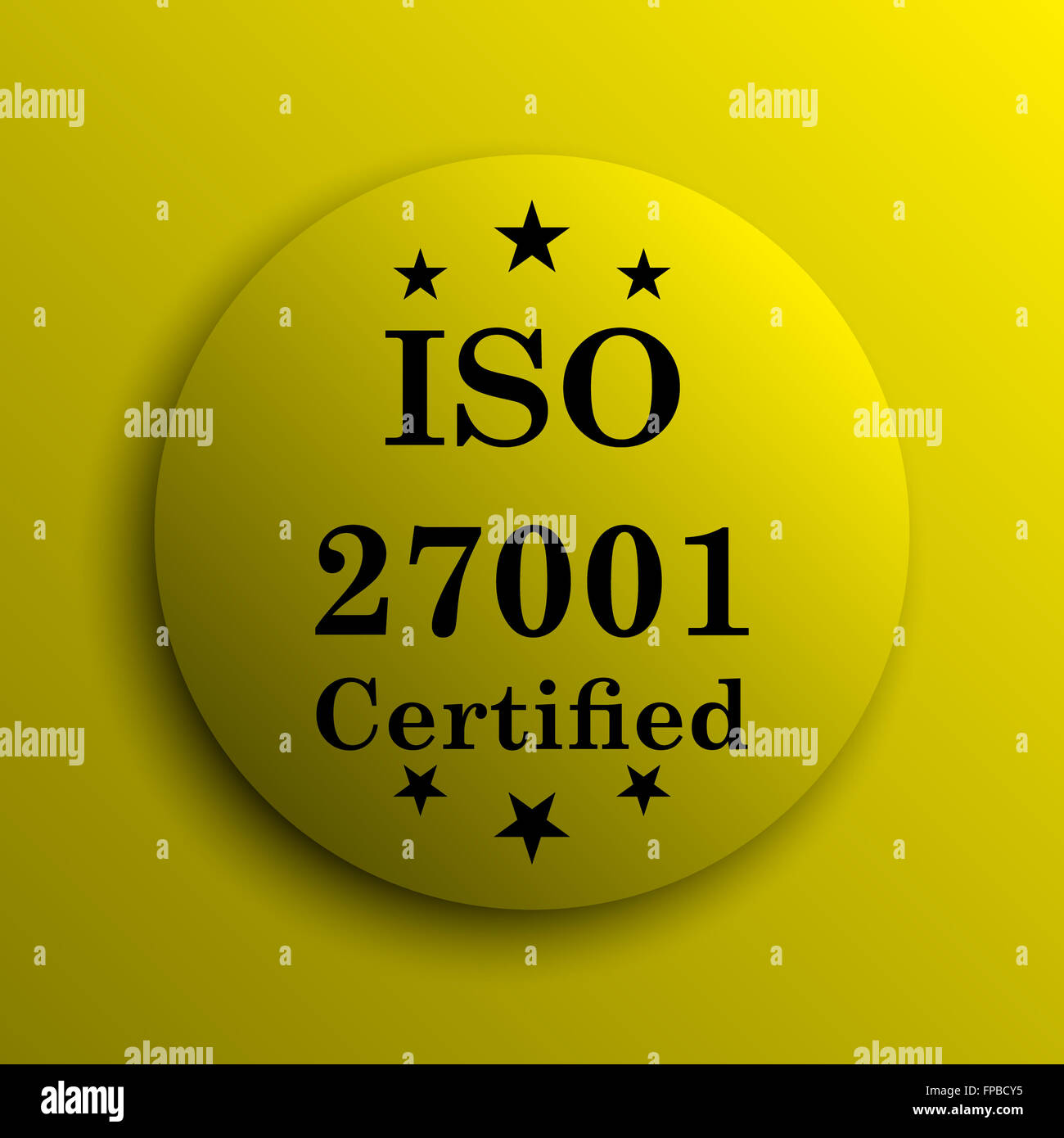 ISO 27001 icon. Yellow internet button Stock Photo - Alamy