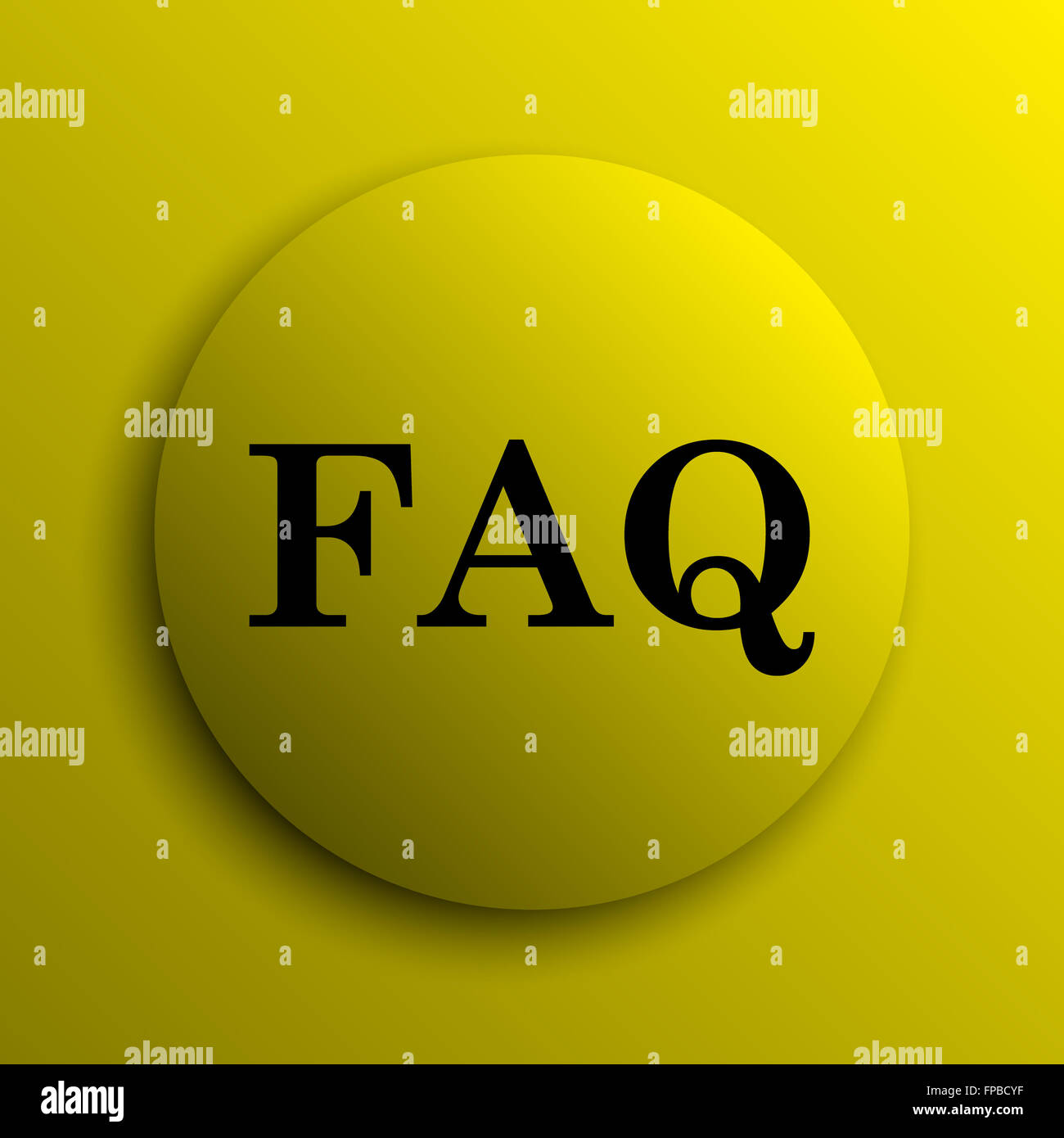 FAQ icon. Yellow internet button Stock Photo - Alamy