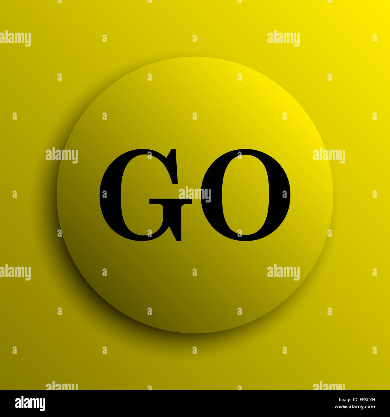 GO icon. Yellow internet button Stock Photo - Alamy
