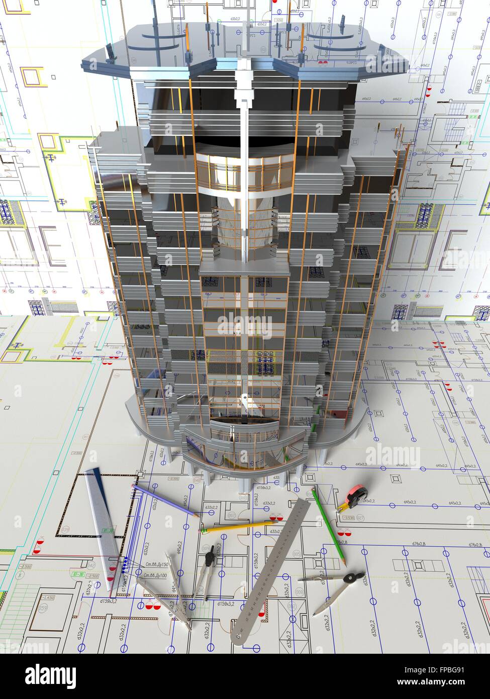 3D Rendering House Layout And Architectural Drawings Stock Photo - Alamy