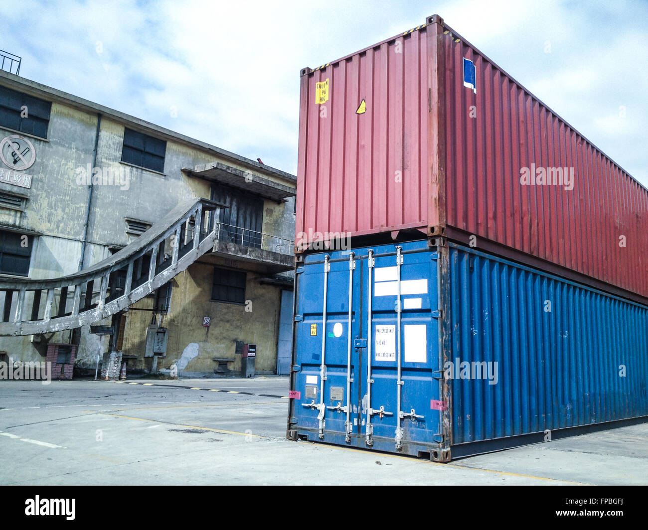 containers in the dockyard Stock Photo - Alamy