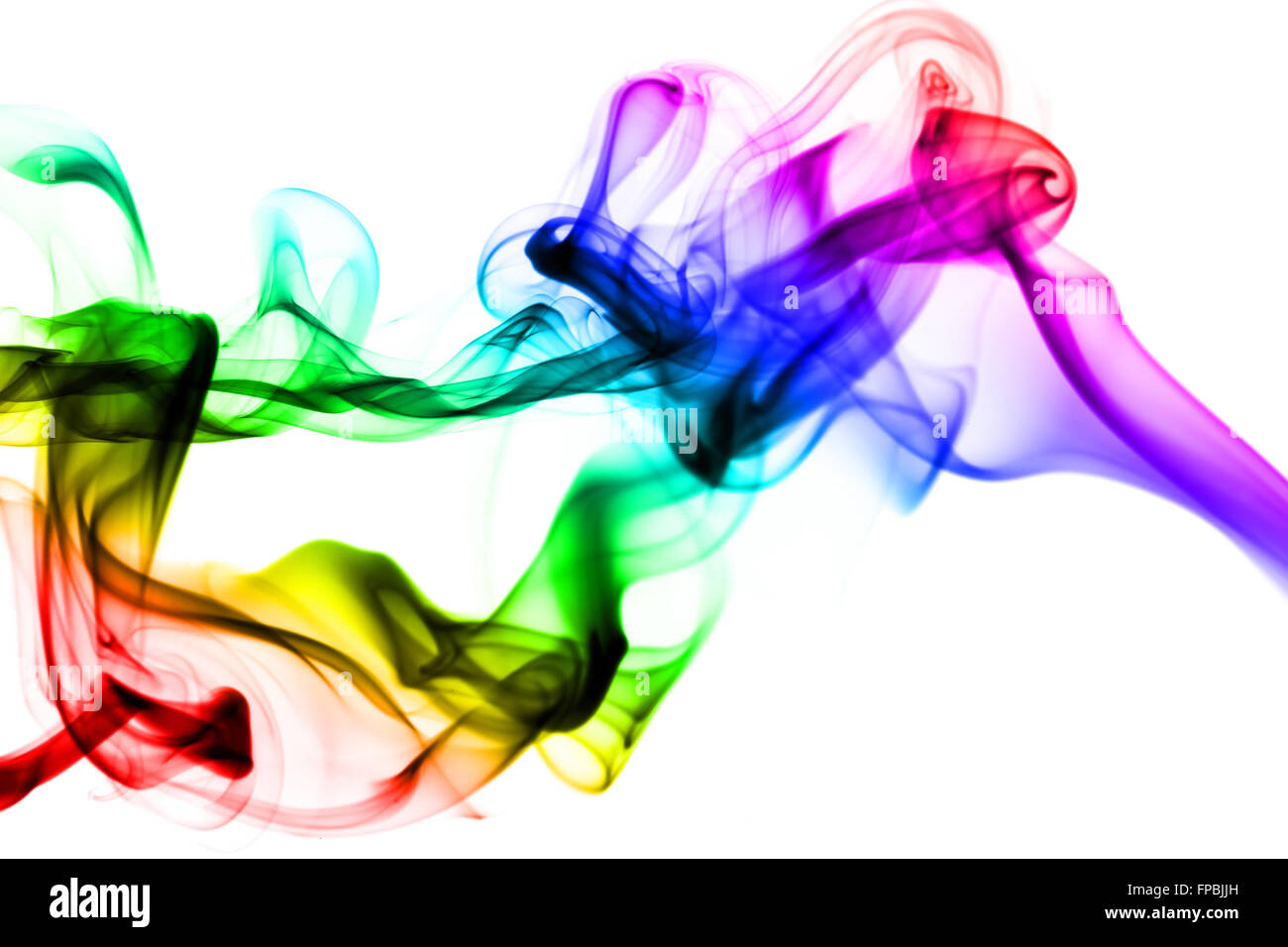 Abstraction. Colorful smoke pattern over white background Stock Photo ...