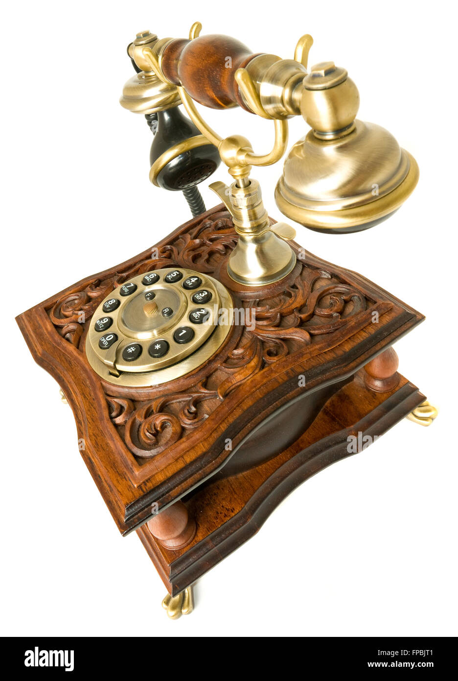 Communication - Old-fashioned telephone isolated (wide-angle shot Stock ...