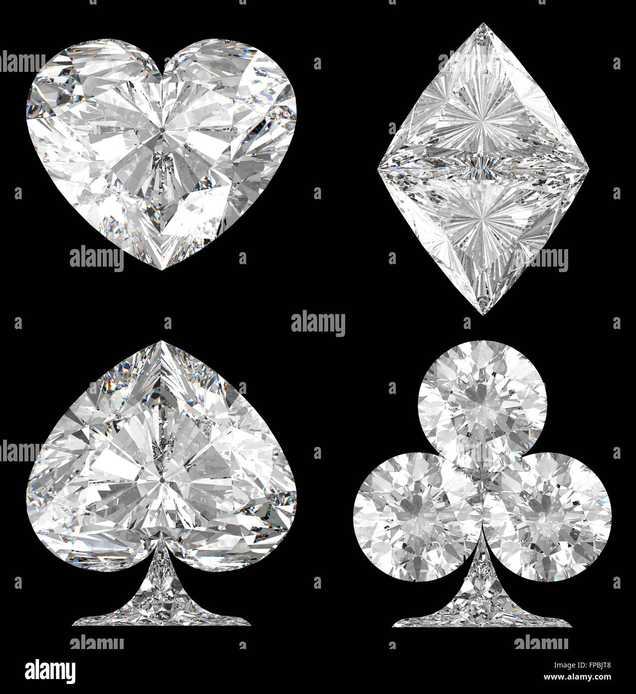 Diamond shaped Card Suits over black background. Other gems are in my ...