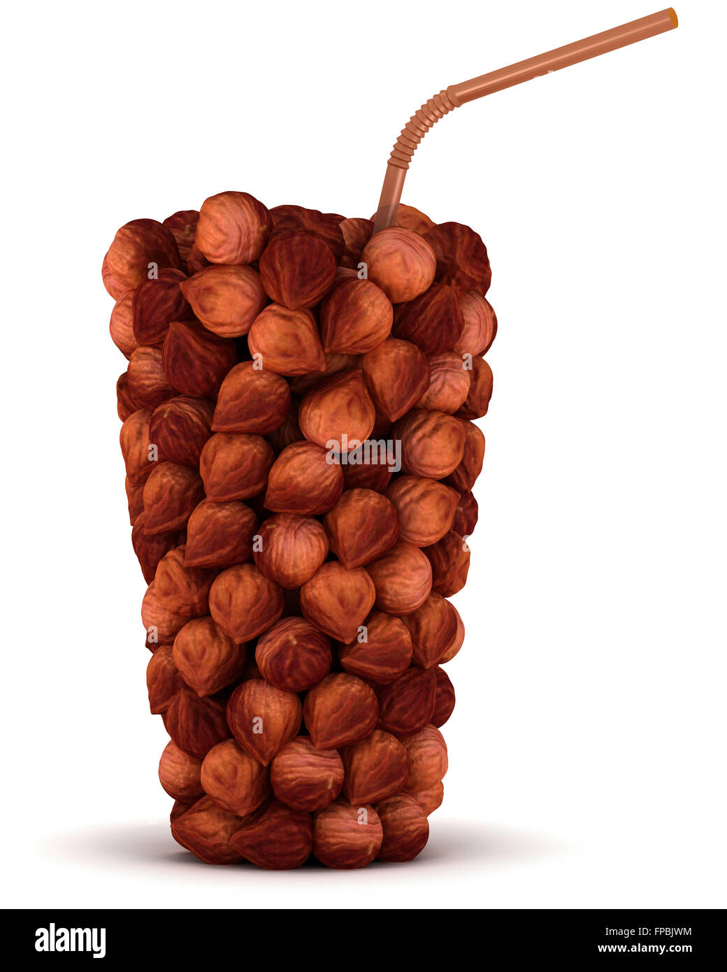 Glass shape assembled of huzel nuts with straw. Extralarge resolution ...