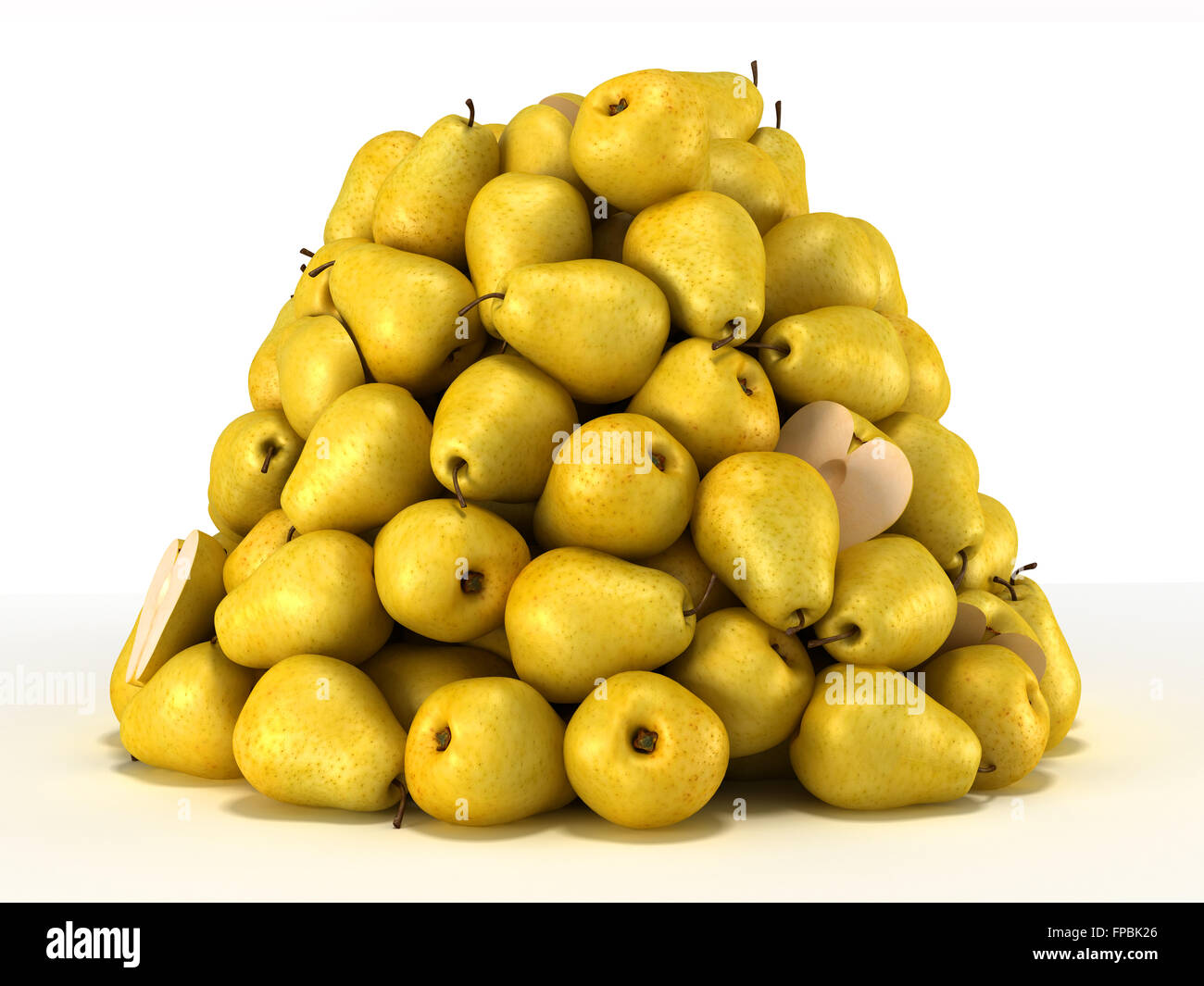 Pile or Heap of pears over white background. CG Render Stock Photo - Alamy