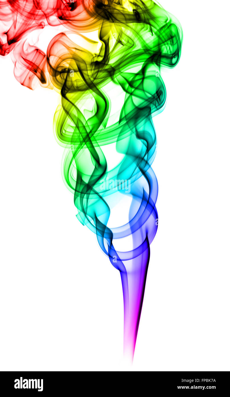 Abstract colored puff of smoke waves over the white background Stock ...