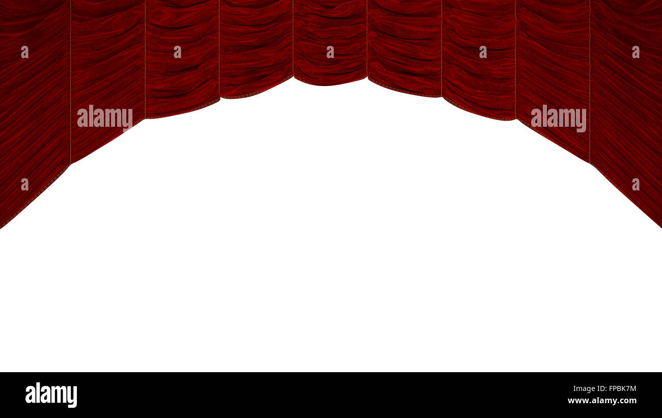 Arc shaped Red Curtain with beautiful textile pattern. Extralarge ...