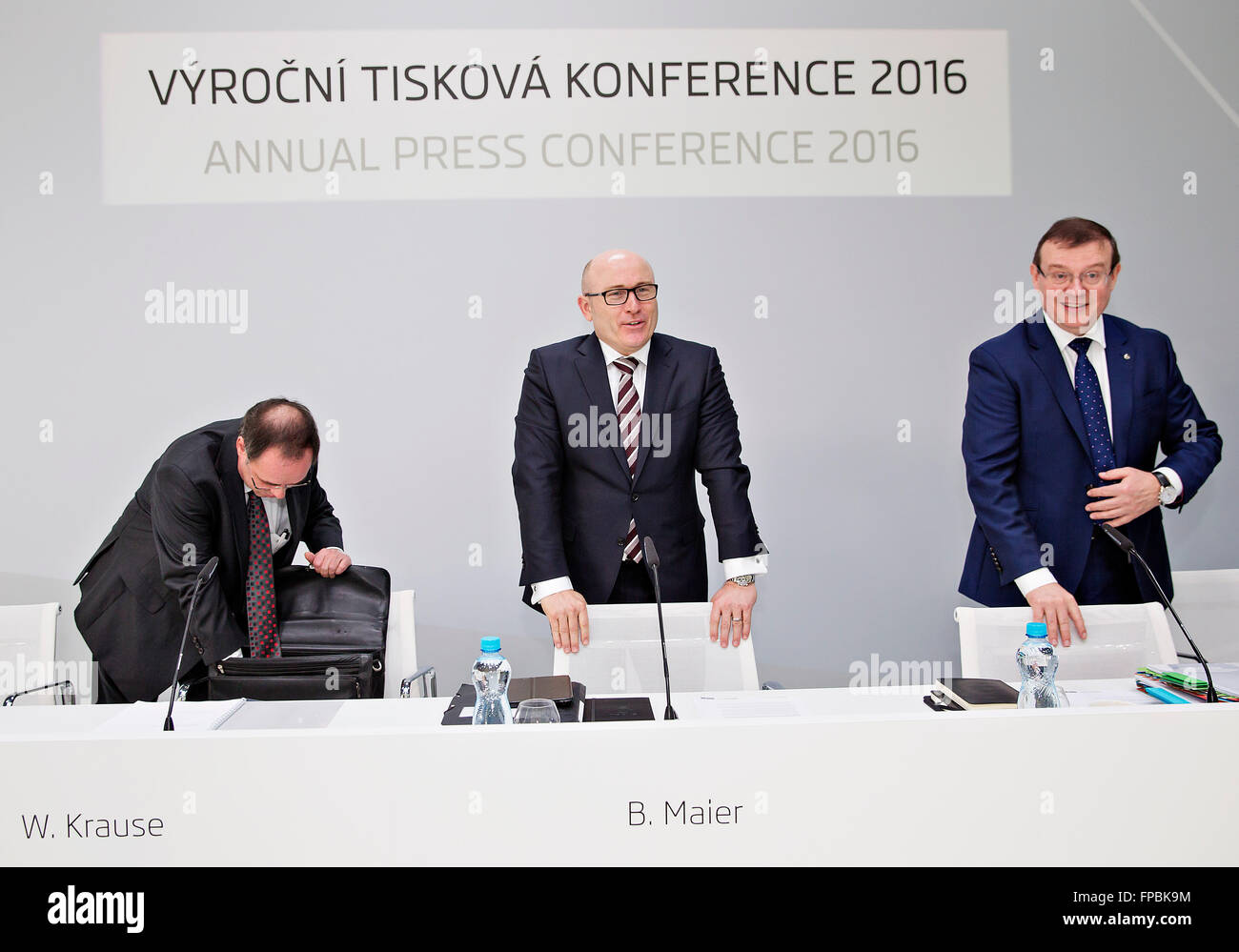 From left to right board members of Czech car maker Skoda Auto Winfried ...