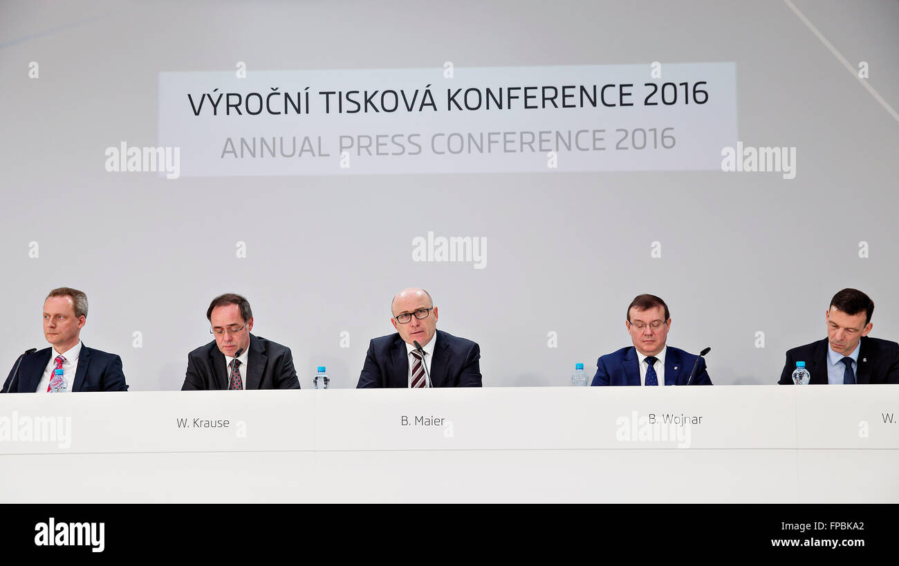 From left to right board members of Czech car maker Skoda Auto ...