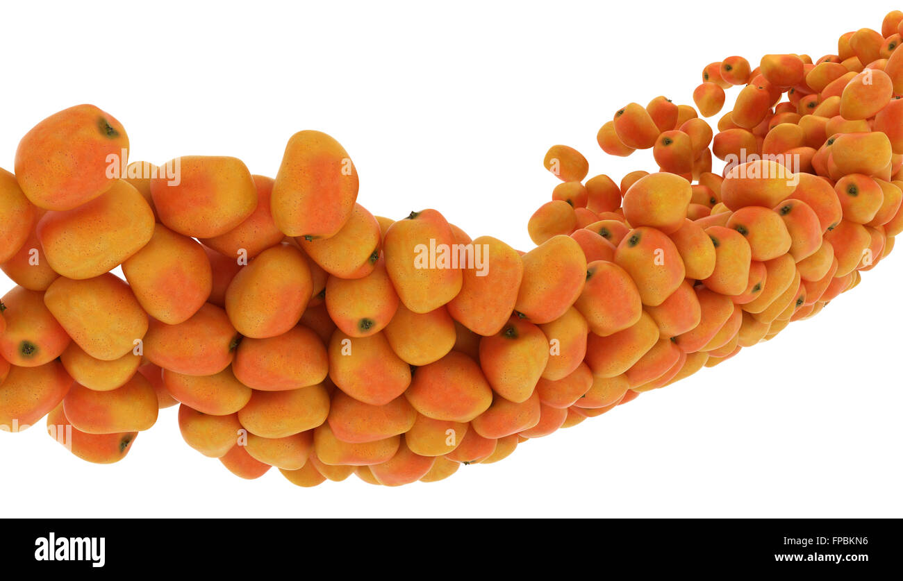 Ripe Mango fruits flow isolated over white. Extralarge resolution Stock ...