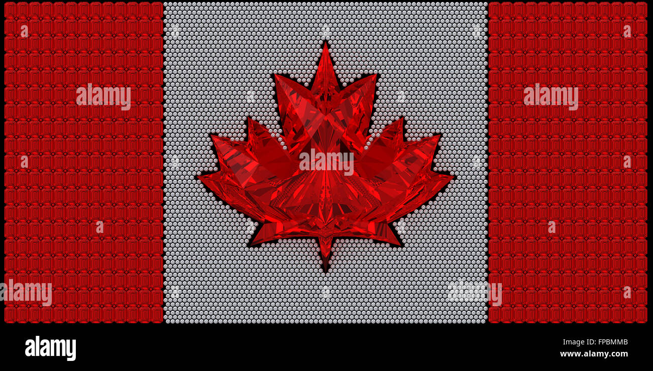 Canada flag assembled of diamonds. Over black. Extralarge resolution ...