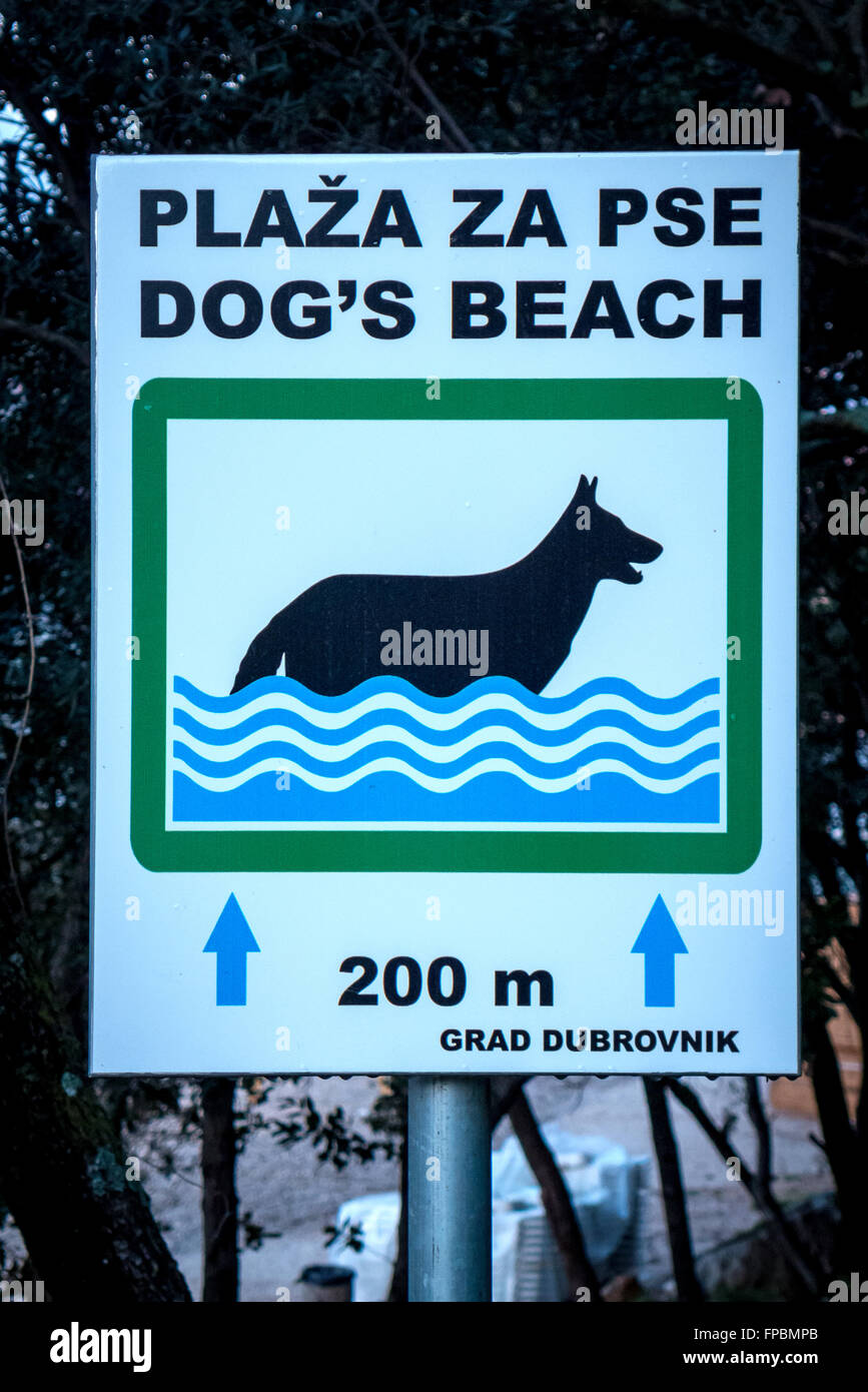 A sign for a dog beach near Dubrovnik, Croatia Stock Photo - Alamy